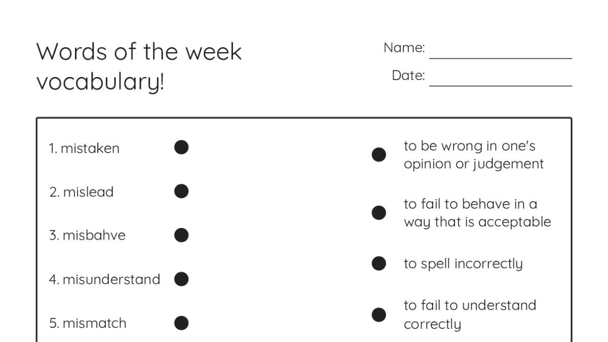 Words of the week vocabulary! - My Worksheet Maker: Create Your Own ...