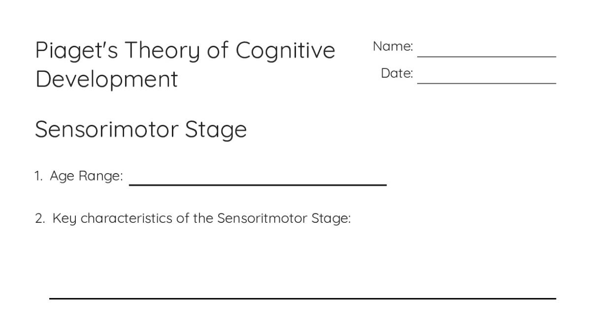 Piaget's Theory of Cognitive Development - My Worksheet Maker: Create ...