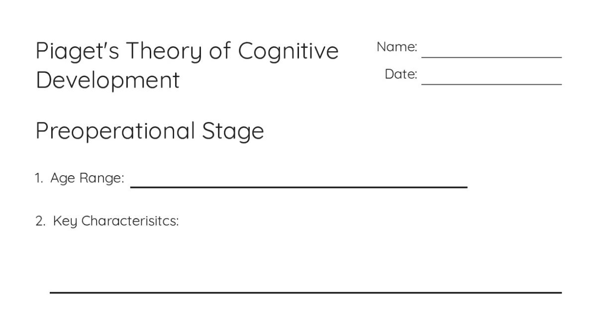 Piaget's Theory of Cognitive Development - My Worksheet Maker: Create ...