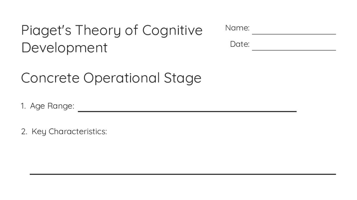 Piaget's Theory of Cognitive Development - My Worksheet Maker: Create ...