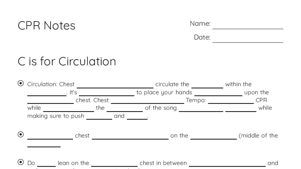 CPR Notes - My Worksheet Maker: Create Your Own Worksheets