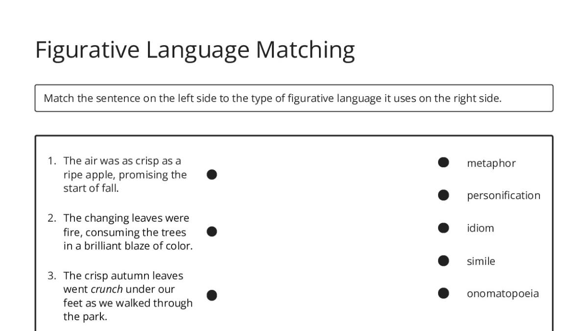 Figurative Language Matching - My Worksheet Maker: Create Your Own ...