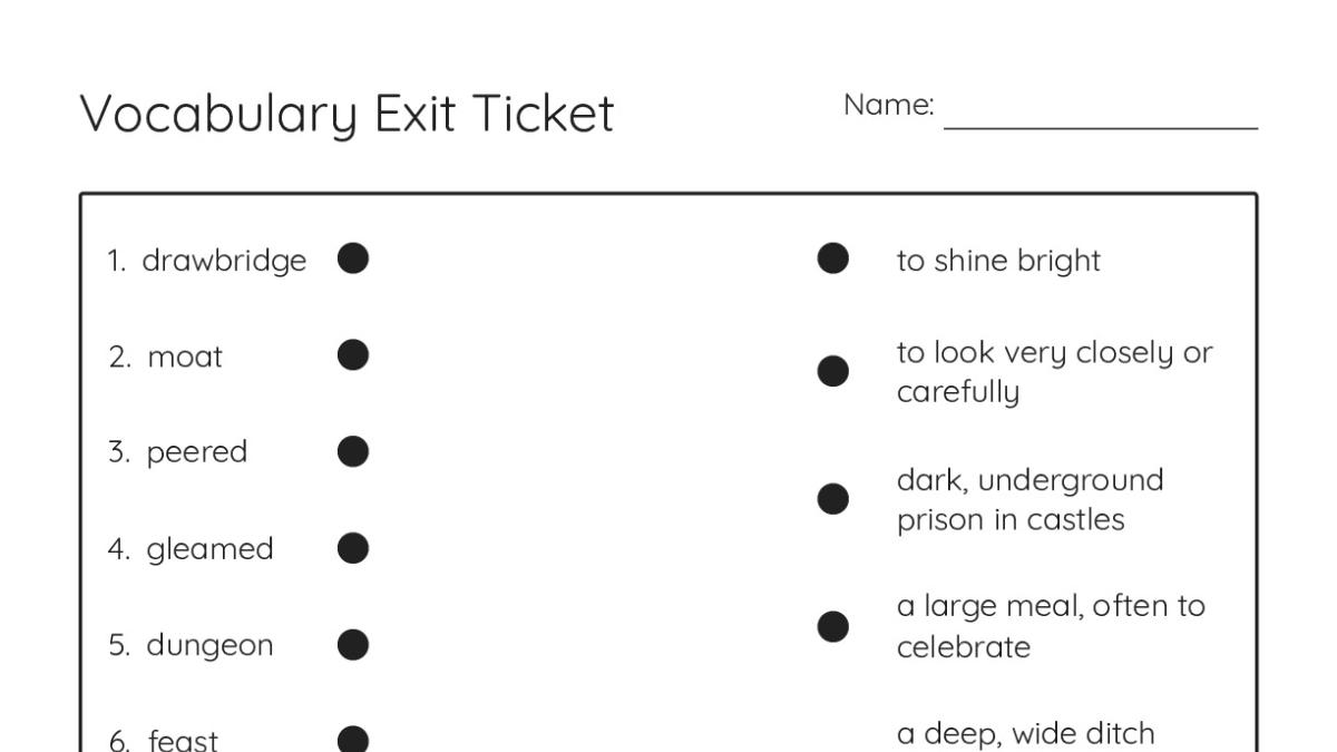 Vocabulary Exit Ticket - My Worksheet Maker: Create Your Own Worksheets