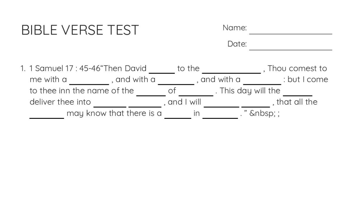 BIBLE VERSE TEST - My Worksheet Maker: Create Your Own Worksheets