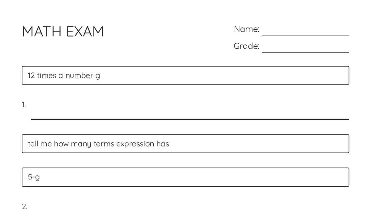 MATH EXAM - My Worksheet Maker: Create Your Own Worksheets