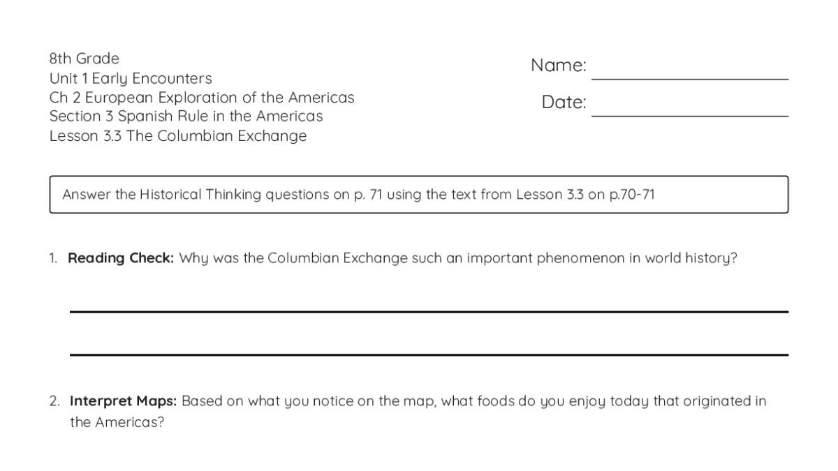 8th Grade Unit 1 Early Encounters Ch 2 European Exploration of the ...