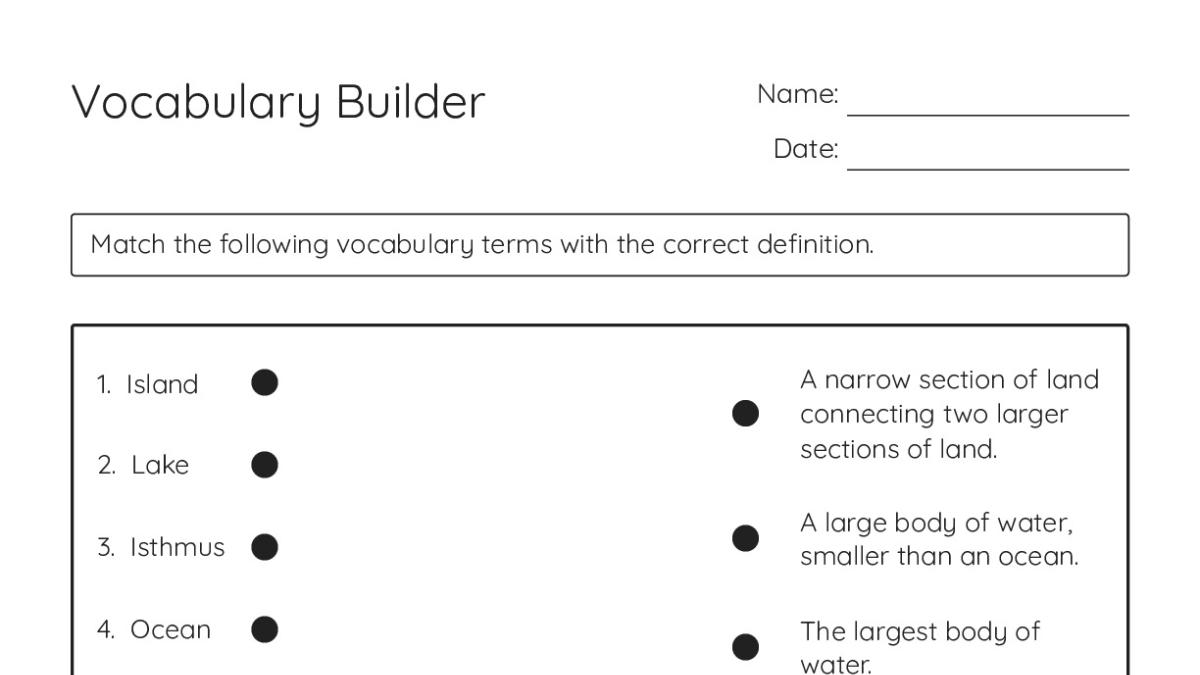 Vocabulary Builder - My Worksheet Maker: Create Your Own Worksheets