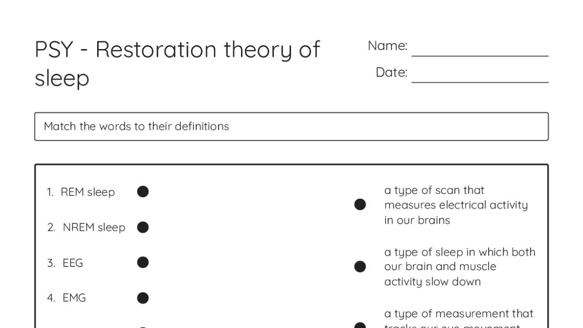 PSY - Restoration theory of sleep - My Worksheet Maker: Create Your Own ...