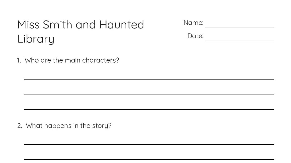 Miss Smith and Haunted Library - My Worksheet Maker: Create Your Own ...