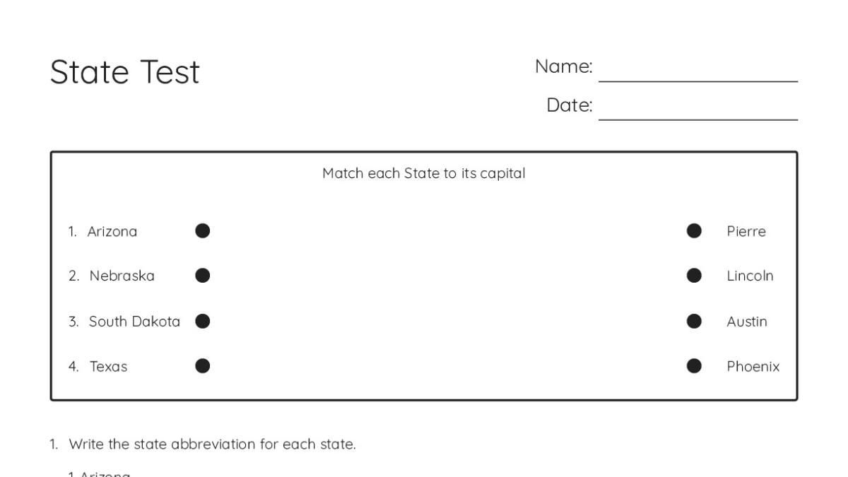 State Test - My Worksheet Maker: Create Your Own Worksheets