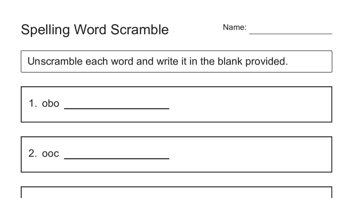 Spelling Word Scramble - My Worksheet Maker: Create Your Own Worksheets
