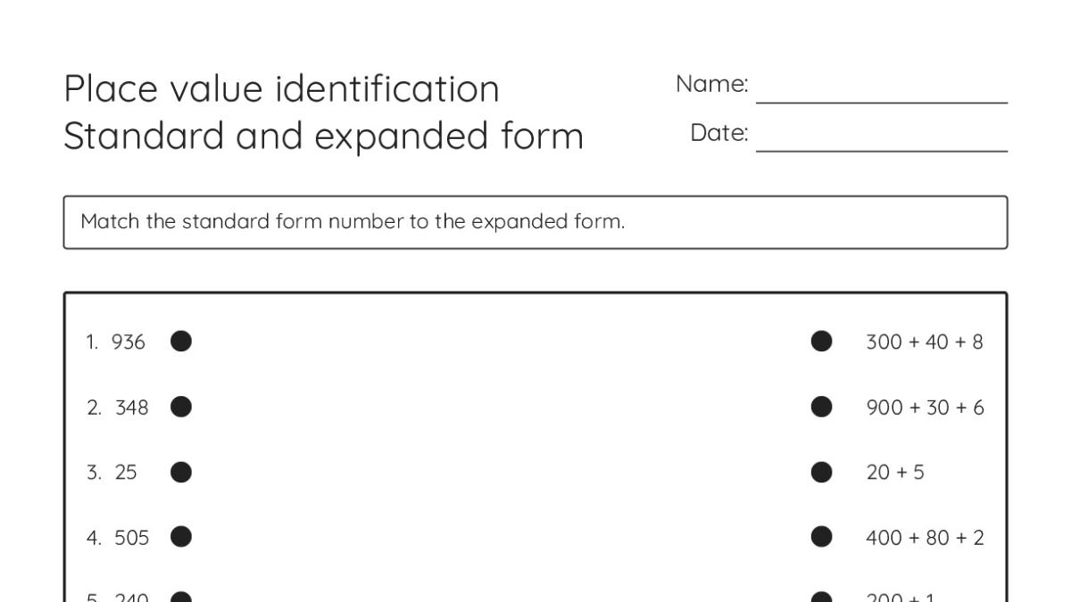 Place value identification Standard and expanded form - My Worksheet ...