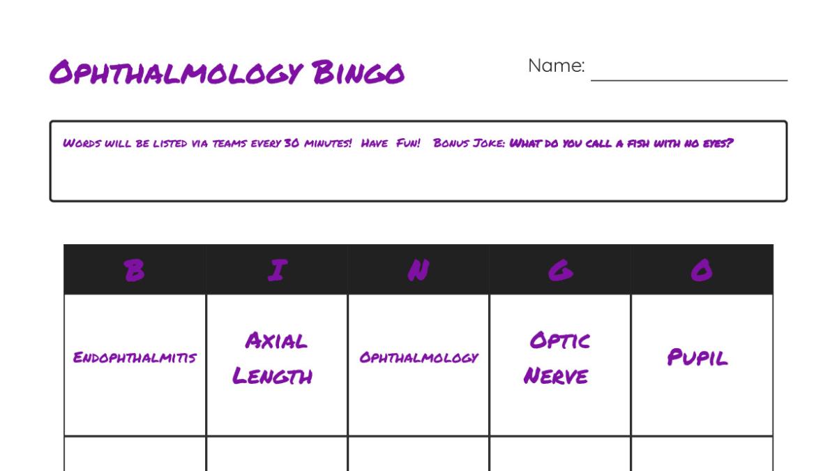 Ophthalmology Bingo - My Bingo Maker: Create Your Own Bingo Cards