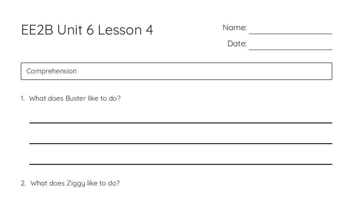 EE2B Unit 6 Lesson 4 - My Worksheet Maker: Create Your Own Worksheets
