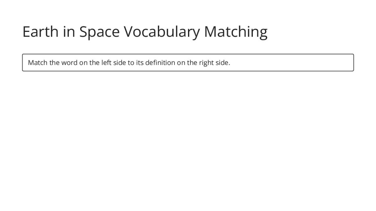Earth in Space Vocabulary Matching - My Worksheet Maker: Create Your ...