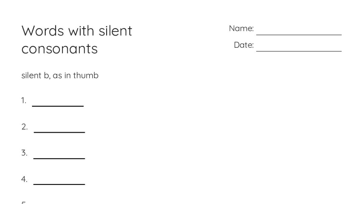 Words with silent consonants - My Worksheet Maker: Create Your Own ...