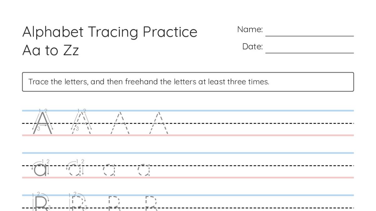 Alphabet Tracing Practice Aa to Zz - My Worksheet Maker: Create Your ...
