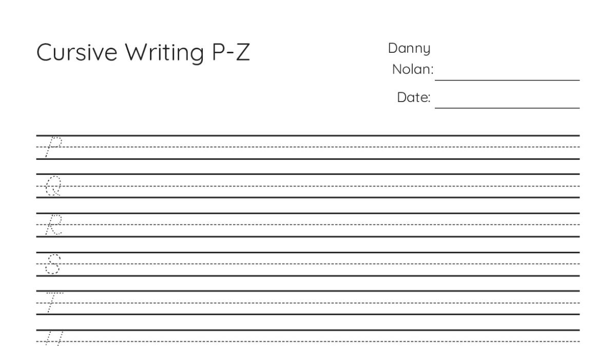 Cursive Writing P-Z - My Worksheet Maker: Create Your Own Worksheets