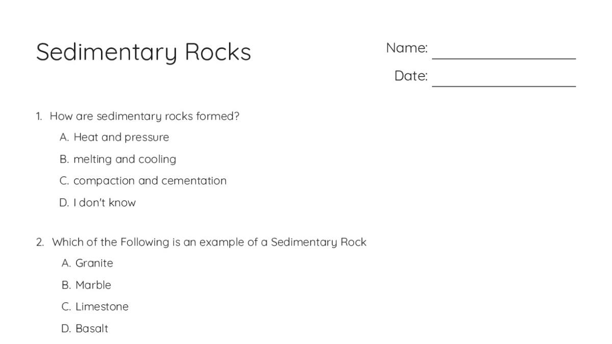 Sedimentary Rocks - My Worksheet Maker: Create Your Own Worksheets