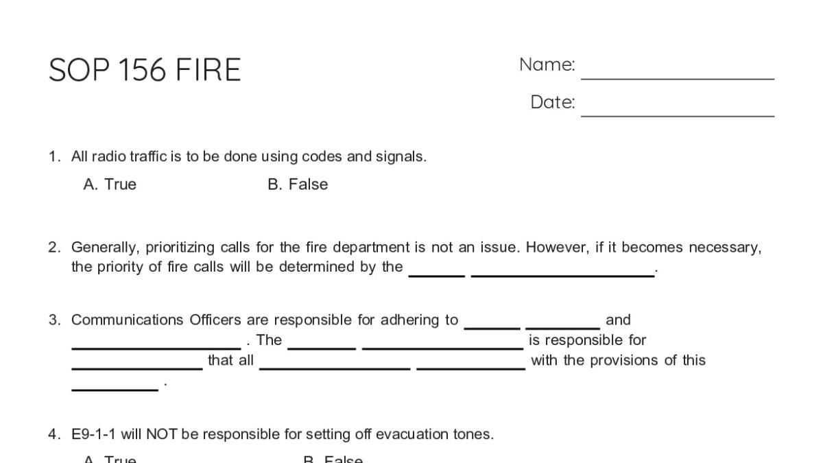 SOP 156 FIRE - My Worksheet Maker: Create Your Own Worksheets