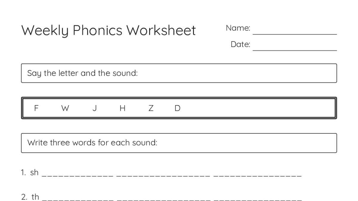 Weekly Phonics Worksheet - My Worksheet Maker: Create Your Own Worksheets