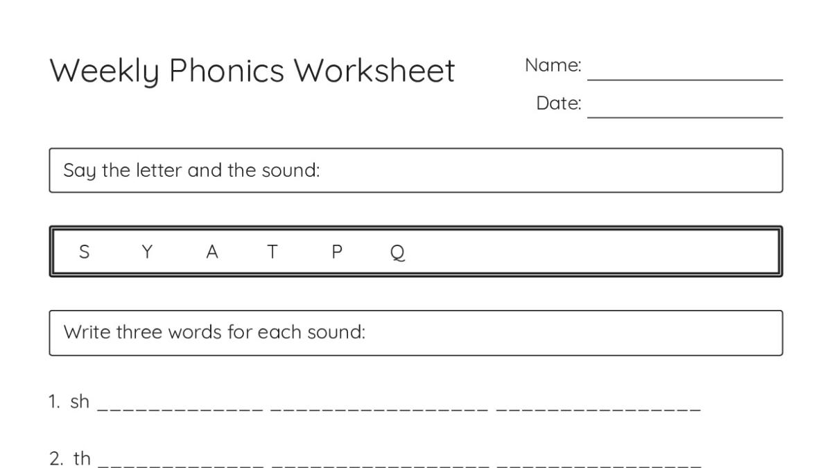 Weekly Phonics Worksheet - My Worksheet Maker: Create Your Own Worksheets