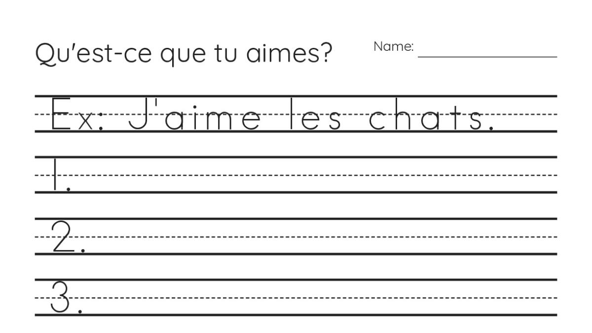 Qu'est-ce que tu aimes? - My Worksheet Maker: Create Your Own Worksheets