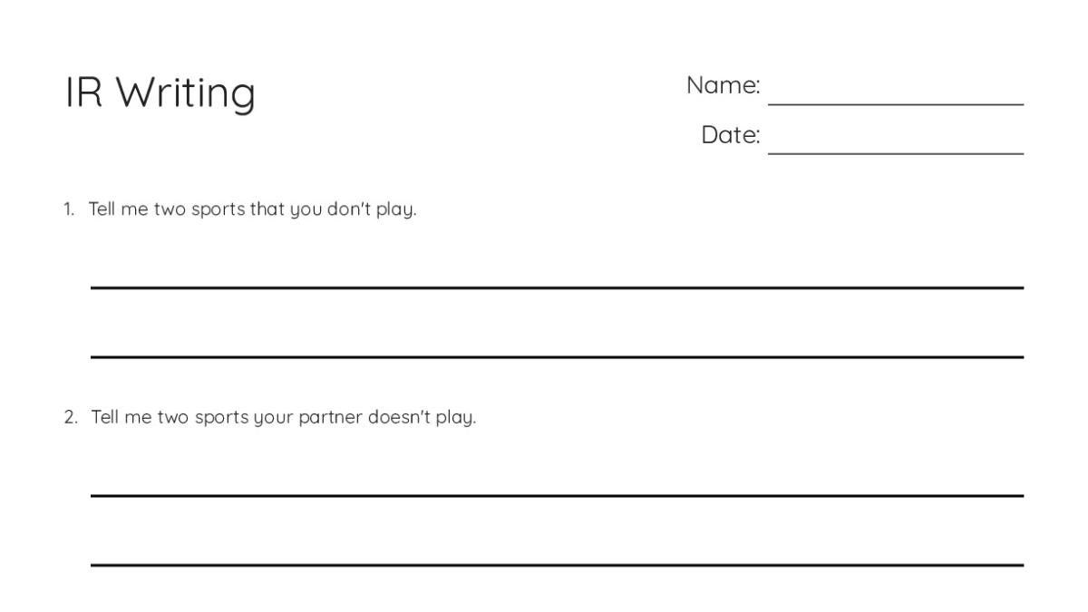 IR Writing - My Worksheet Maker: Create Your Own Worksheets
