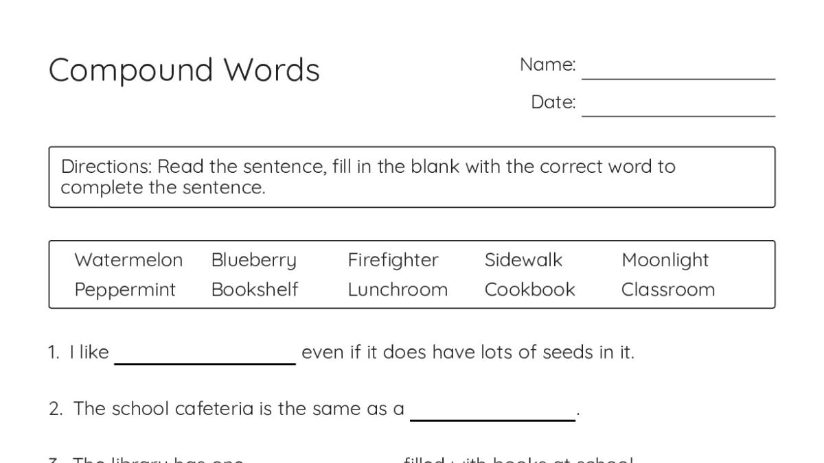 Compound Words - My Worksheet Maker: Create Your Own Worksheets
