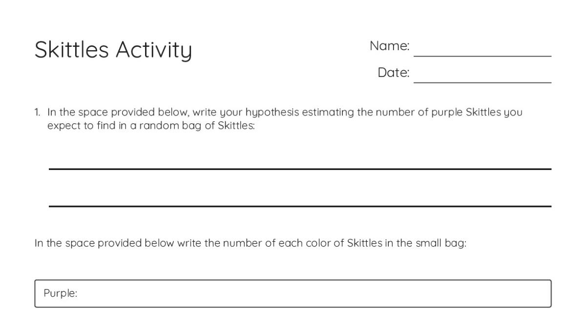 Skittles Activity - My Worksheet Maker: Create Your Own Worksheets