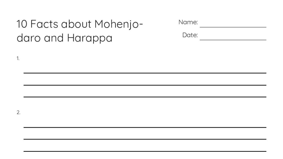 10 Facts about Mohenjo-daro and Harappa - My Worksheet Maker: Create ...