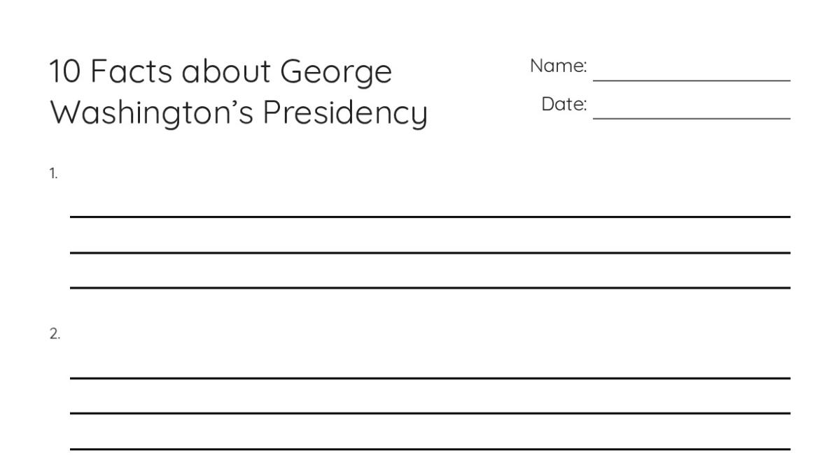 10 Facts about George Washington’s Presidency - My Worksheet Maker ...