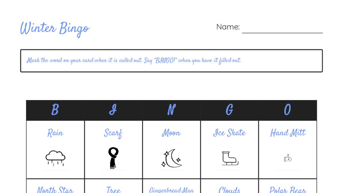Winter Bingo - My Bingo Maker: Create Your Own Bingo Cards