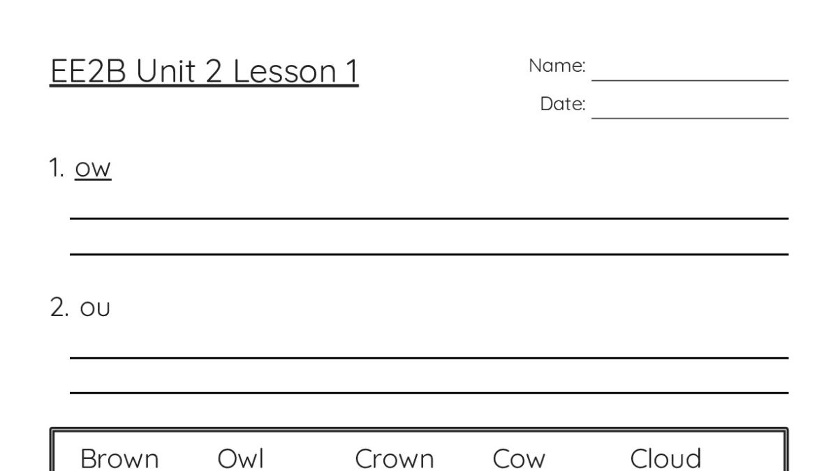 EE2B Unit 2 Lesson 1 - My Worksheet Maker: Create Your Own Worksheets