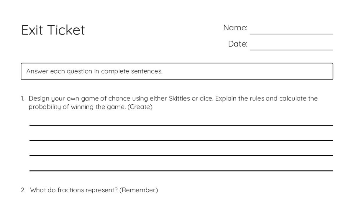 Exit Ticket - My Worksheet Maker: Create Your Own Worksheets