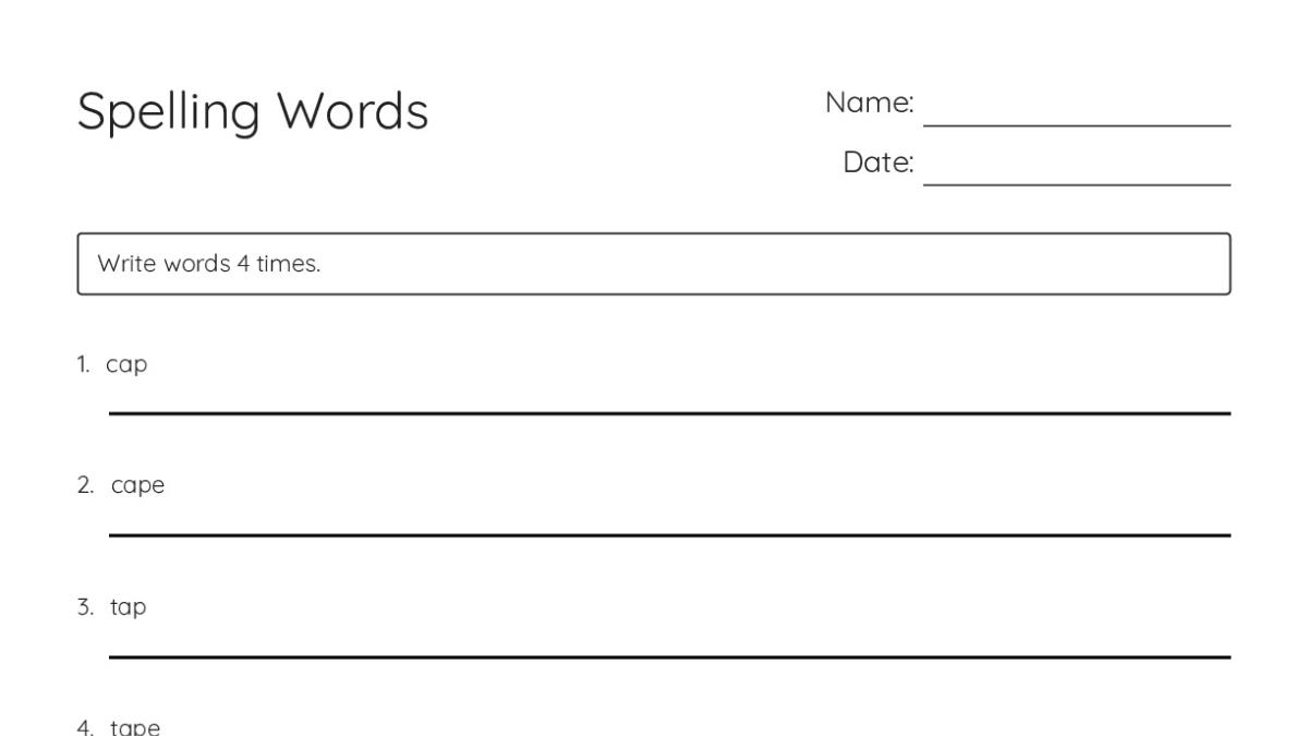 Spelling Words - My Worksheet Maker: Create Your Own Worksheets