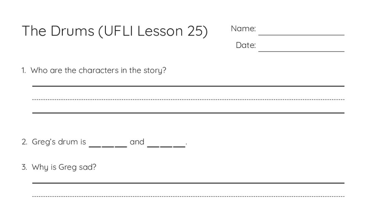 The Drums (UFLI Lesson 25) - My Worksheet Maker: Create Your Own Worksheets