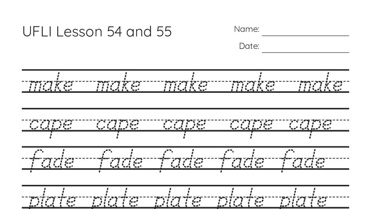 UFLI Lesson 54 and 55 - My Worksheet Maker: Create Your Own Worksheets