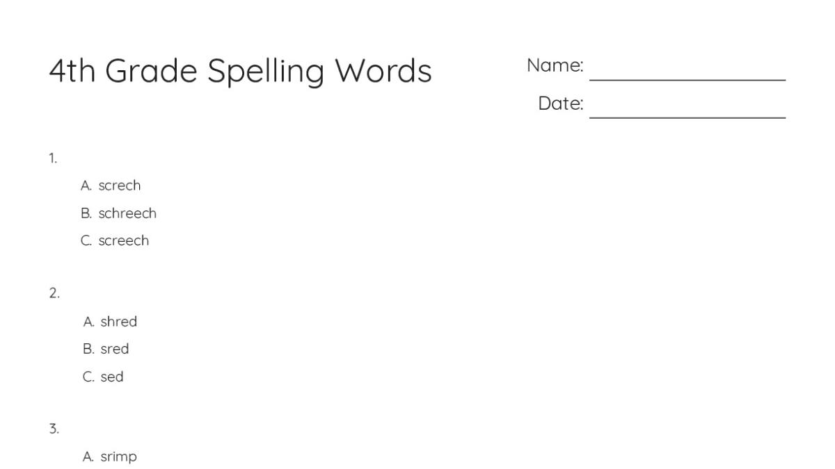4th Grade Spelling Words - My Worksheet Maker: Create Your Own Worksheets