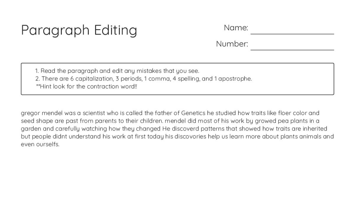 Paragraph Editing - My Worksheet Maker: Create Your Own Worksheets