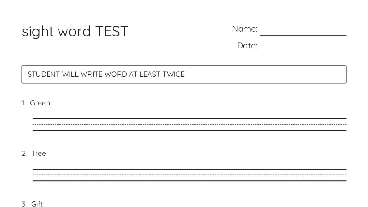 sight word TEST - My Worksheet Maker: Create Your Own Worksheets