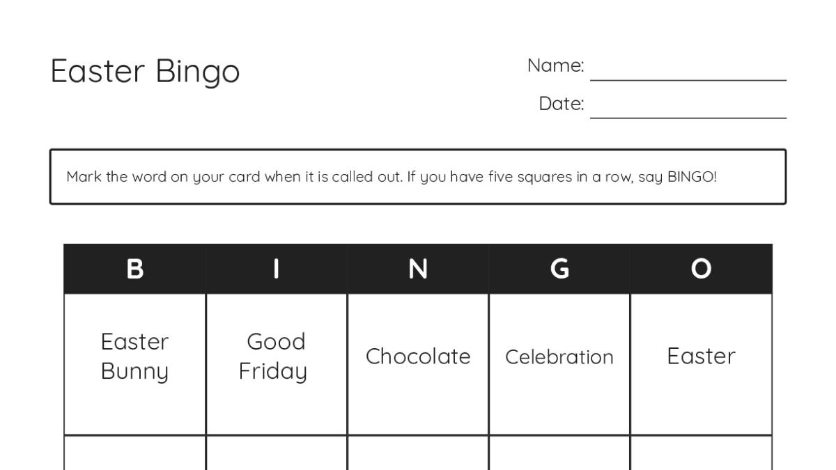 Easter Bingo - My Bingo Maker: Create Your Own Bingo Cards