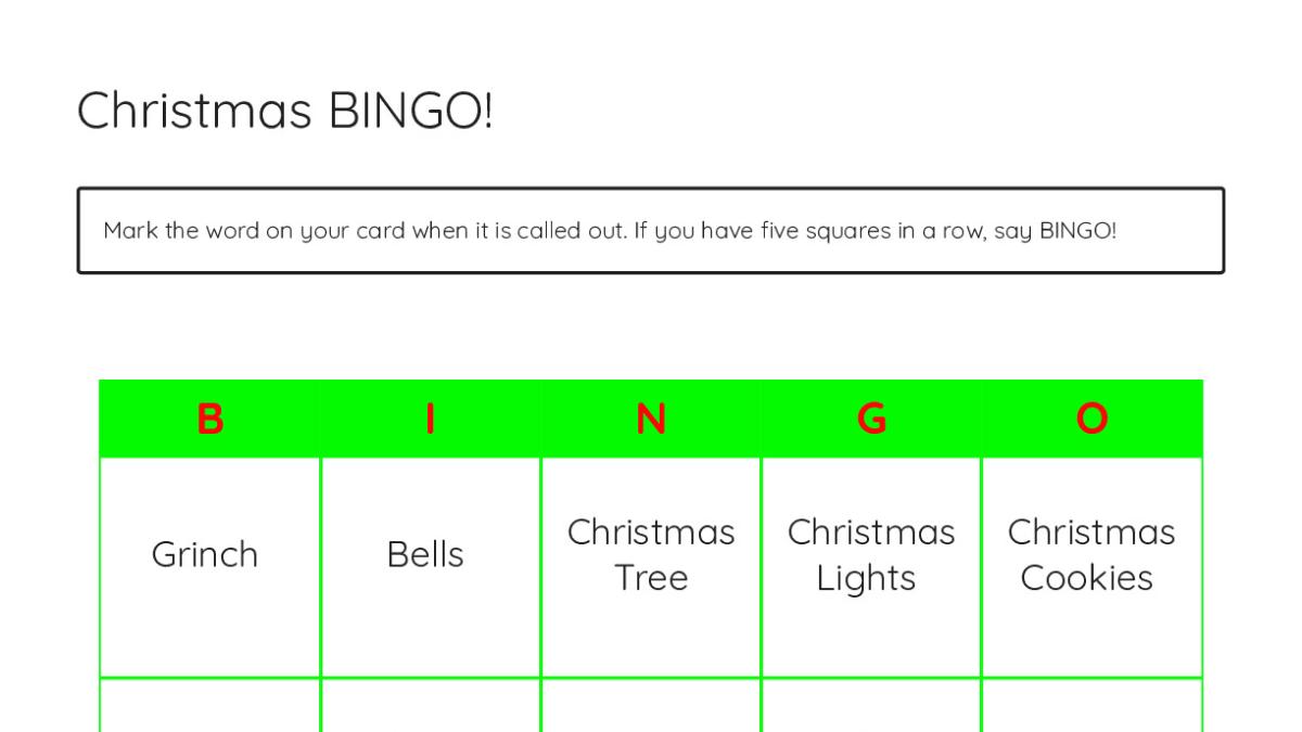 Christmas BINGO! - My Bingo Maker: Create Your Own Bingo Cards
