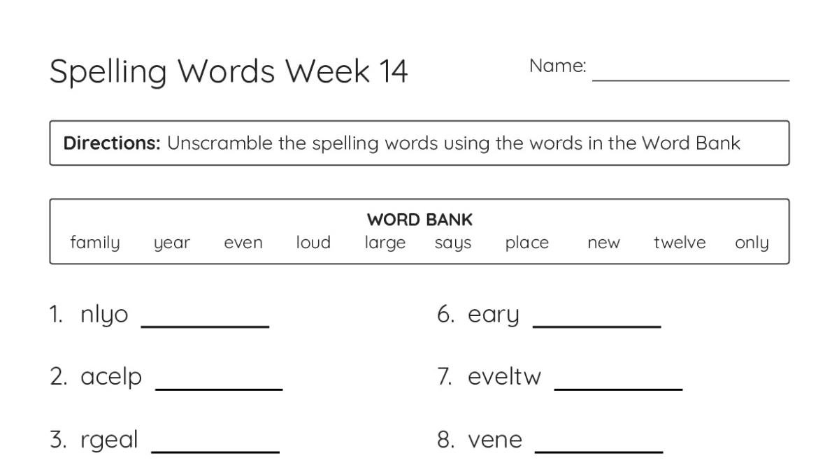 Spelling Words Week 14 - My Worksheet Maker: Create Your Own Worksheets