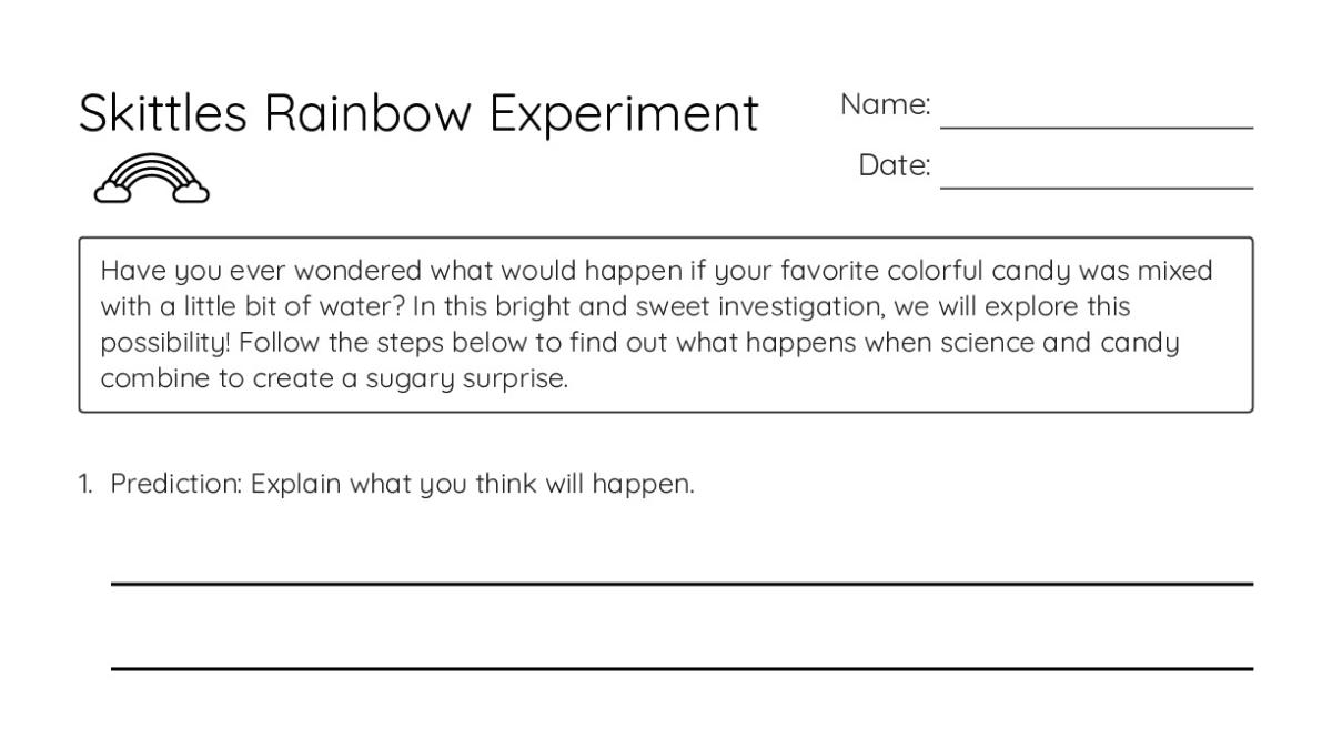 Skittles Rainbow Experiment - My Worksheet Maker: Create Your Own ...