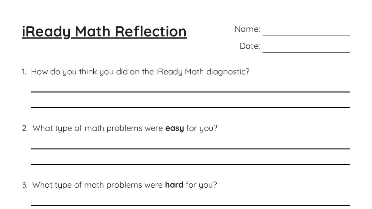 iReady Math﻿ Reflection - My Worksheet Maker: Create Your Own Worksheets