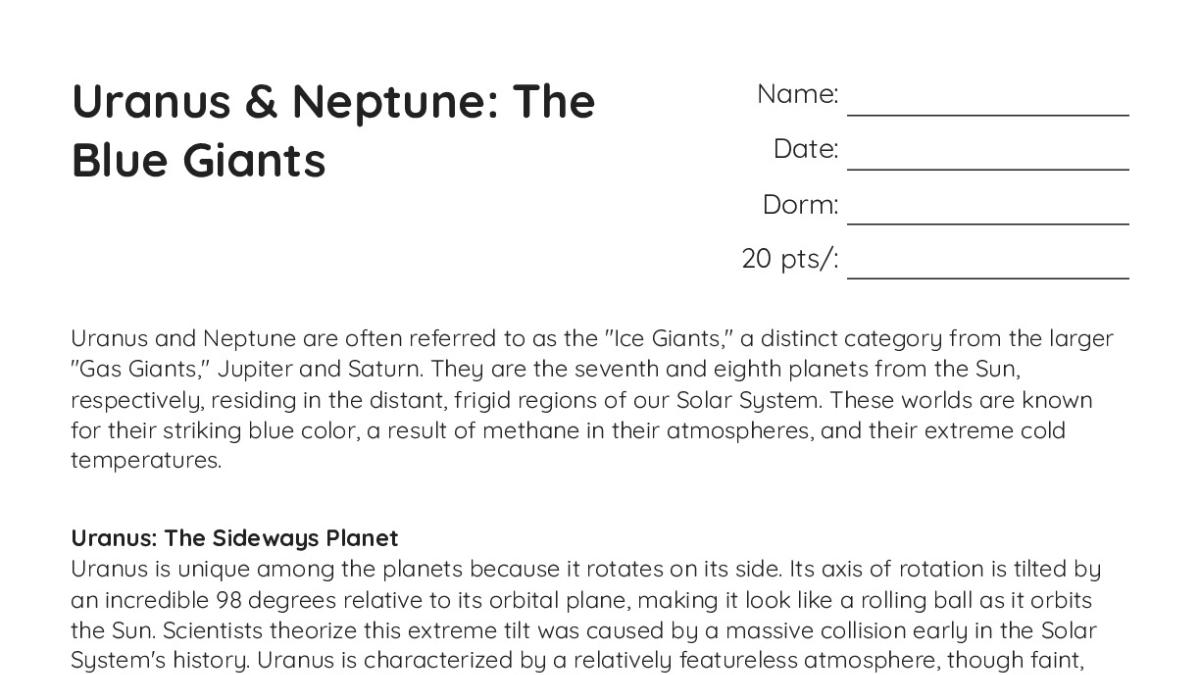 Uranus & Neptune: The Blue Giants - My Worksheet Maker: Create Your Own ...