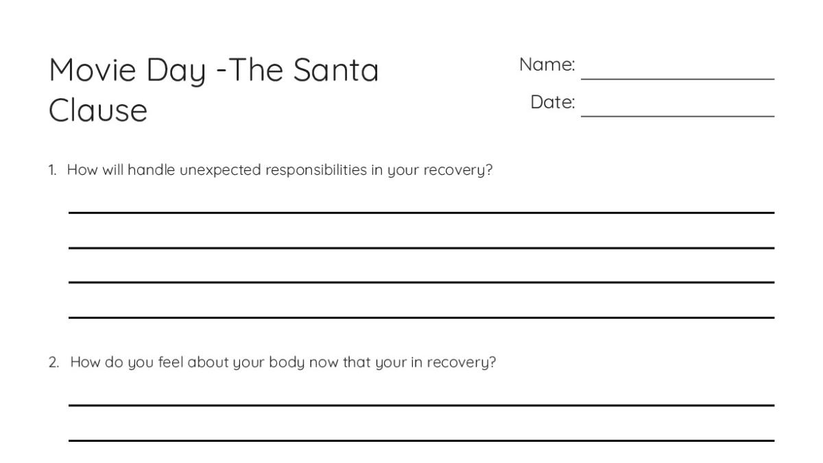 Movie Day -The Santa Clause - My Worksheet Maker: Create Your Own ...