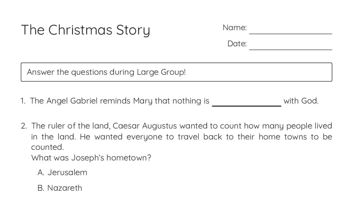 The Christmas Story - My Worksheet Maker: Create Your Own Worksheets