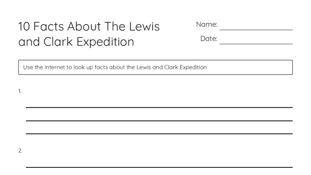 10 Facts About The Lewis and Clark Expedition - My Worksheet Maker ...